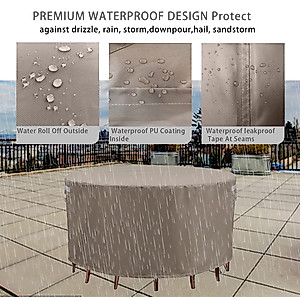 Garden Balsam Patio Furniture Cover Beige 96" D X 28" H Round Waterproof Outdoor Table Chair Set Covers Outdoor Sectional Cover Outdoor Furniture Set Cover