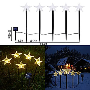 Folomie Solar Pathway Lights Outdoor Waterproof, Warm White Star Christmas Pathway Lights, 5 Pack Outdoor Landscape Stake Lights for Garden Patio Yard Christmas Decorations(Star)