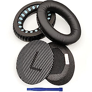 QC35 Ear Pads, Replacement Protein Leather Earpads Memory Foam Ear Cushions Cups Repair Parts for Bose QuietComfort 35 (QC35) & Quiet Comfort 35 II (QC35 ii) Headphones - Black
