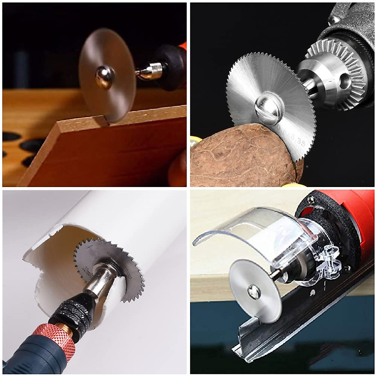 Cutting Wheel Set 46Pcs for Rotary Tool, HSS Cutting Wheels 6Pcs, Diamond Cutting Discs 10 Pcs and Resin Circular Saw Blades 30Pcs with 1/8" Shank for Wood Metal Plastic Stone Cutting