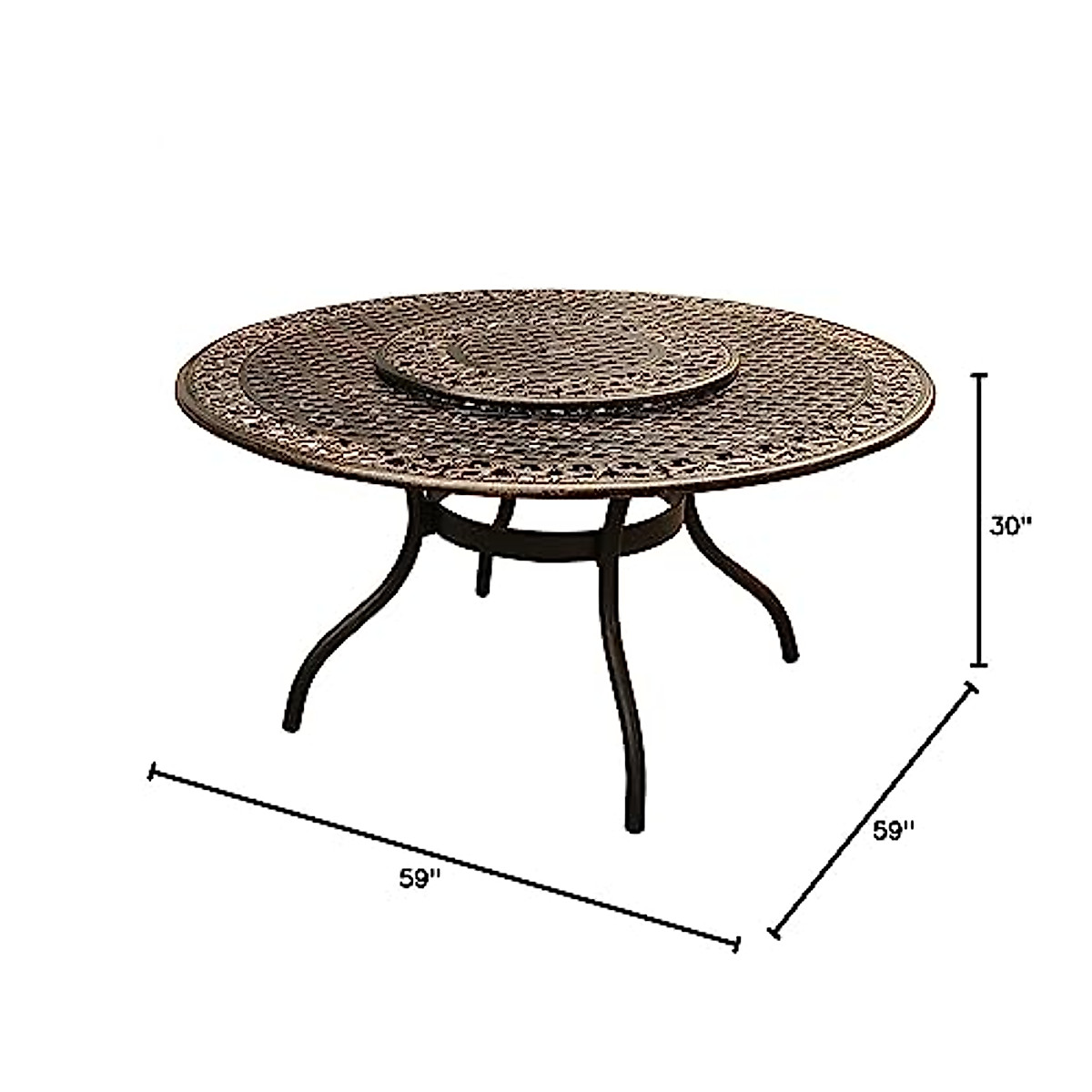 Oakland Living Ornate Traditional Outdoor Mesh Lattice Aluminum 59 inch Bronze Round Dining Table with Lazy Susan