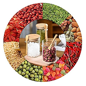 JOUALY 4-Pack Glass Food Storage Jar 18.2 oz,100% Sealed Borosilicate Glass Bamboo Glass Jars with Bamboo Lid and Bamboo Spoon for Candy, Spices, Coffee Beans, Nuts, Condiments, Cookies, Flour,Tea