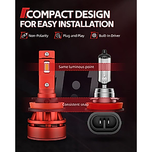 Torchbeam 9005/HB3 H11/H8/H9 Light Bulbs Combo, 𝟒𝟒𝟎𝟎𝟎 𝐋𝐌, 𝟖𝟎𝟎% 𝐁𝐫𝐢𝐠𝐡𝐭𝐞𝐫 𝐭𝐡𝐚𝐧 𝐇𝐚𝐥𝐨𝐠𝐞𝐧 9005 H11 Bulbs, Powersports Accessory Lights, Fog Bulbs Pack of 4