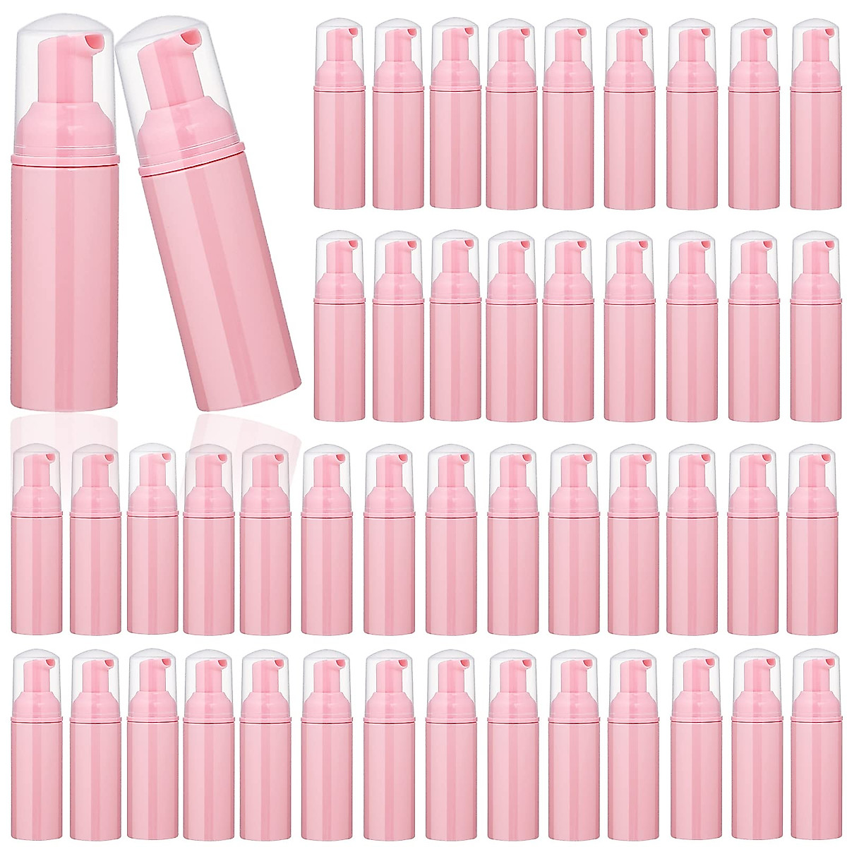 50 pcs 2oz/60ml Foam Pump Bottle Lash Shampoo Bottles Travel Foam Pump Bottle Empty Pink Plastic Refillable Mini Soap Dispenser for Hand Sanitizer Liquid (Pink)