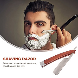 Lurrose Straight Razor- Carbon Steel Straight Edge Barber Razor Professional Mens Straight Razor Kit with Vintage Wood Handle