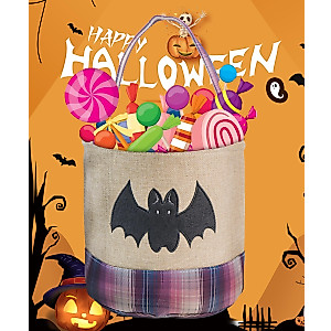 MT WORLD Personalized Halloween Bucket Pumpkin Pail Canvas Candy Bucket Large Reusable Trick or Treat Tote Bags for Girls Boys Halloween Cookies Gifts (Pumpkin)