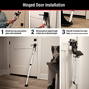 Master Lock Compact Door Stopper Folding Security Bar, Adjustable for Hinged and Sliding Doors, White