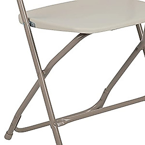 Flash Furniture Hercules Series Plastic Folding Chair - Beige - 650LB Weight Capacity Comfortable Event Chair - Lightweight Folding Chair