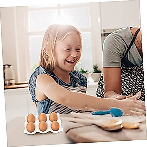 Cabilock 1 Pc ceramic egg tray egg filler flats kitchen egg storage flats fridge egg holder quail egg cartons egg crates egg dispenser egg carrier egg flats mustard ceramics white non-slip