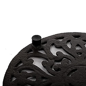 Hedume 2 Pack Cast Iron Trivet, 6.8" Cast Iron Round Trivet with Vintage Pattern and Rubber Pegs/Feet for Serving Hot Dish, Pot, Pans and Teapot on Kitchen Countertop or Dinning