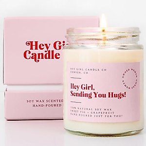Hug in A Jar Candles Gifts for Women, Thinking of You Gift Candles, Sweet Fig + Grapefruit 10oz Long Lasting Aromatherapy Candle in Glass Jar with Gift Box