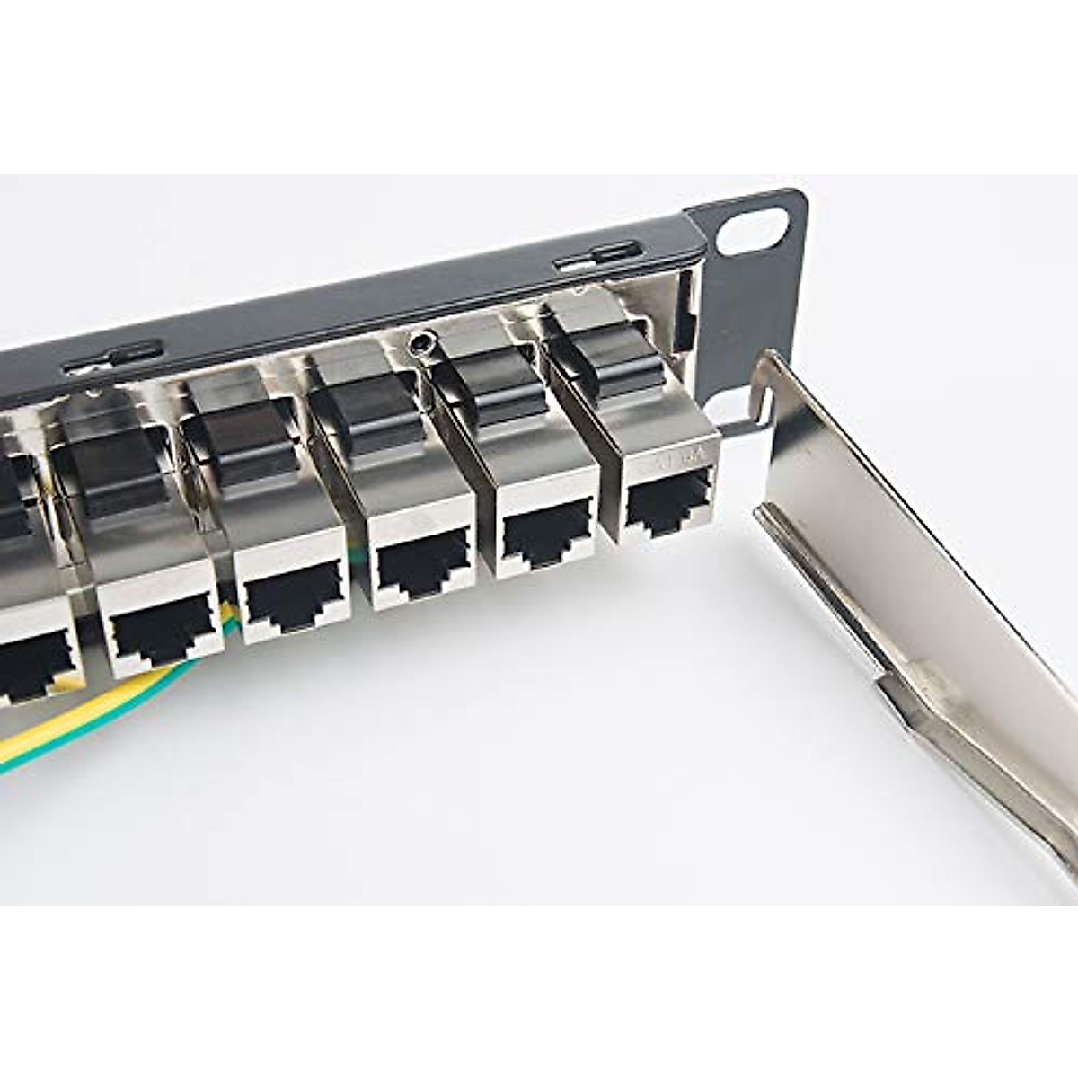 Detroit Packing Co. 24 Port CAT6A RJ45 Through Coupler Patch Panel with Back Bar, Wallmount or Rackmount, Compatible with Cat5, Cat5e, Cat6, Cat6A, UTP STP Cabling (CAT6a Shielded, 24-Port)