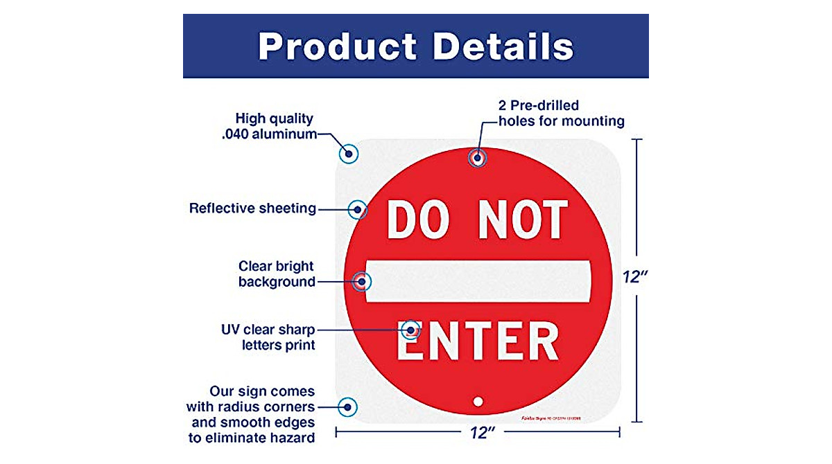Do Not Enter Sign - 12x12 Reflective Aluminum