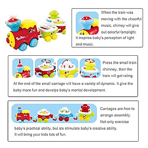 ROFAY Electric Engine Train Cars Toy Set 4pcs, Colorful Train Set with Music and Lamp Cars for Kids Baby Toddlers Early Educational Toys