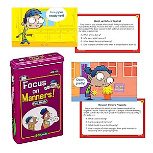 Super Duper Publications | Focus on Manners Fun Deck | Behavior and Social Skills Flash Cards | Educational Learning Materials for Children