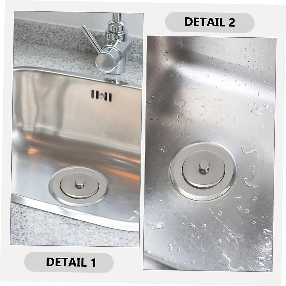 WHAMVOX 1 Set Kitchen Sink Drain Strainer and Stopper with Wide Rim for Standard Sinks Includes Mesh Strainer and Stopper for Effective Clogging Prevention