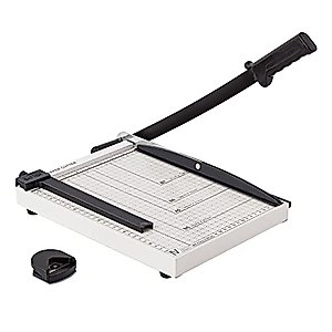 TAINSE Paper Cutter Guillotine, Paper Trimmer 12” Cutting Length with Safety Blade Lock, 10 Sheets Capacity, Heavy Duty Metal Base, Paper Slicer Cutter for Home, Office - White