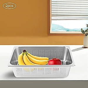 Mgorgeous Anti-Jam Perforated Stainless Steel Steam Table/Hotel Pan, Pack of 2 (6inch)