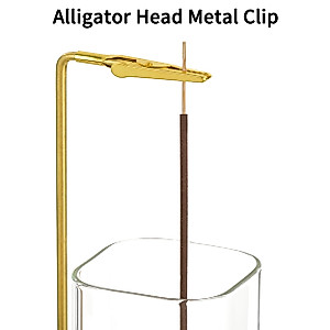Sunolga Incense Holder with Removable Glass Ash Catcher Mess, Modern Incense Holder for Sticks with Alligator Head Metal Clip Brass Incense Burner Holder for Zen, Yoga, Spa, Meditation and Home Decor
