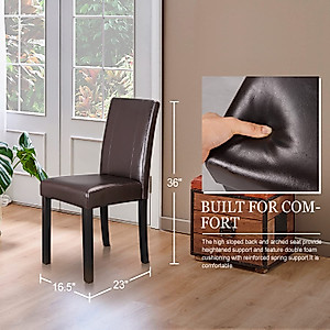 ZENY Dining Chair Set of 2, PU Leather Chairs Modern Diner Chairs Armless Side Chair with Solid Wood Legs for Home Kitchen Living Room