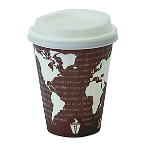 Eco-Products Ecolid Recycled Large Coffee Cup Lids, Case of 1000, White, Fits 10-20oz Hot Cups, Made from 25% Post-Consumer Recycled Plastic Polystyrene, Made in the U.S.A.