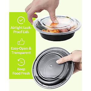 SHOPDAY Meal-Prep-Containers-65 Pack 24 oz Plastic-Food-Storage-Containers-with-Lids, Disposable-Food-Prep-Containers-Microwave-Safe, Meal-Prep-Bowls-Reusable, To-Go-Contianers-for-Lunch