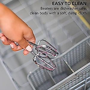 Ovente Portable 5 Speed Mixing Electric Hand Mixer with Stainless Steel Whisk Beater Attachments & Snap Storage Case, Compact Lightweight 150 Watt Powerful Blender for Baking & Cooking, Black HM151B