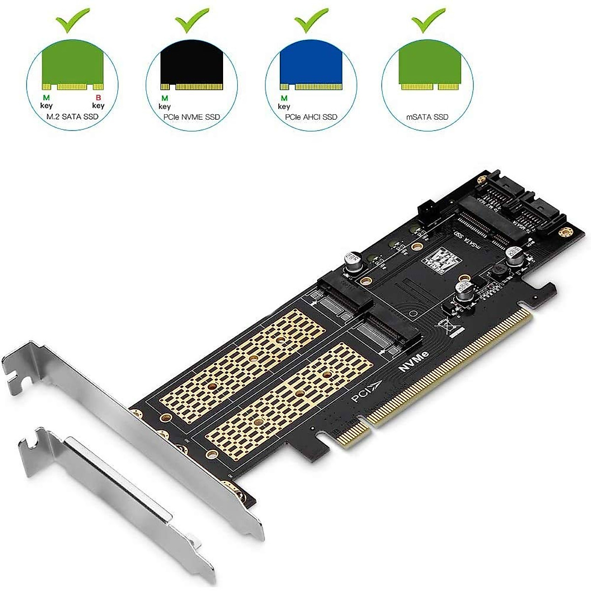 3 in 1 NGFF and MSATA SSD Card,M.2 NVME to PCIE/M.2 SSD to III/MSATA to for 2280/2260