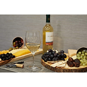 Lushy Wino –W.I.N.O.S. Women In Need Of Sanity. Cute, Novelty, Etched Stemmed, Large 16-Ounce Wine Glass with Funny Sayings in Gift Box