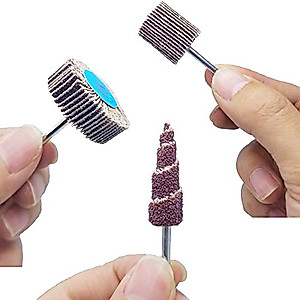 SACKORANGE 30 PCS Abrasive Flap Wheel Sander, 80 Grit 1/8" Shank Diameter Cone Shape Abrasive Sandpaper Flap Sanding Wheel Grinding Head Rotary Tool for Grinding and Polishing