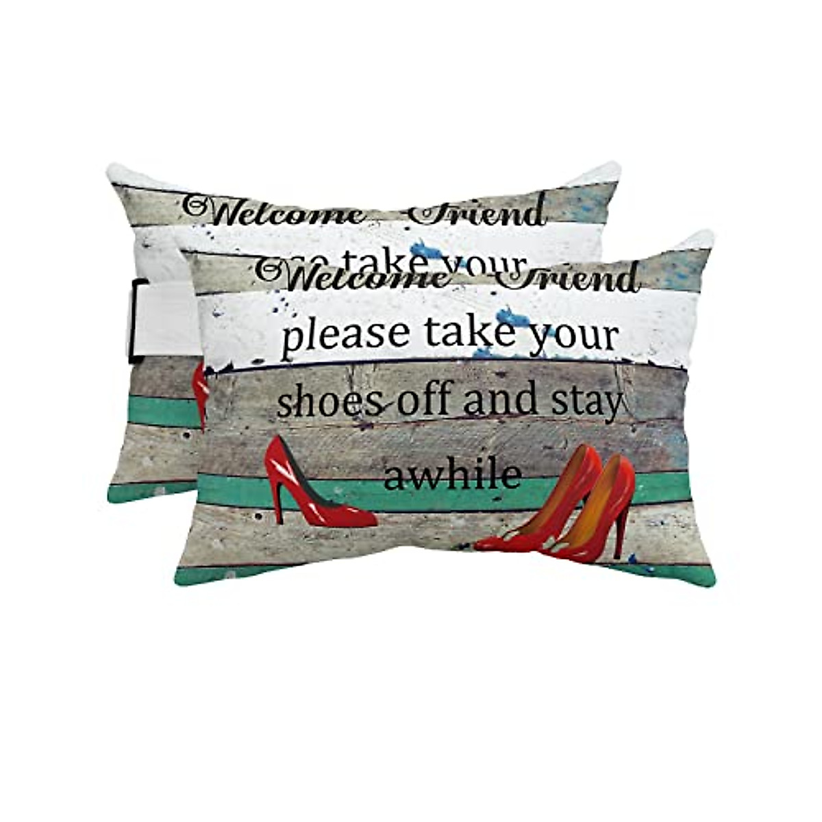 Outdoor Pillow for Recliner Lounge Chair Headrest, Rustic Country Style Wooden Waterproof Lumbar/Head Pillow with Adjustable Elastic Stripe for Patio,Office,Beach,Pool,Car Seat Red High Heels