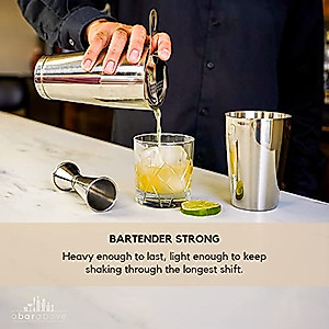 A Bar Above Boston Cocktail Shaker Set – 4-Piece Stainless Steel Bartender Kit for Business or Home Bar – Includes Hawthorne Strainer & Japanese Jigger – Professional Bar Accessories