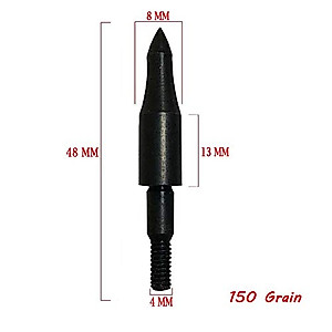JJZS 24 Pack 150 Grain Field Points & Arrow Inserts kit - Steel 150 Grain Field Point, Aluminum Carbon Arrow Inserts, Field Tips Archery Points Practice Tips for Arrows Arrow Tips Inserts