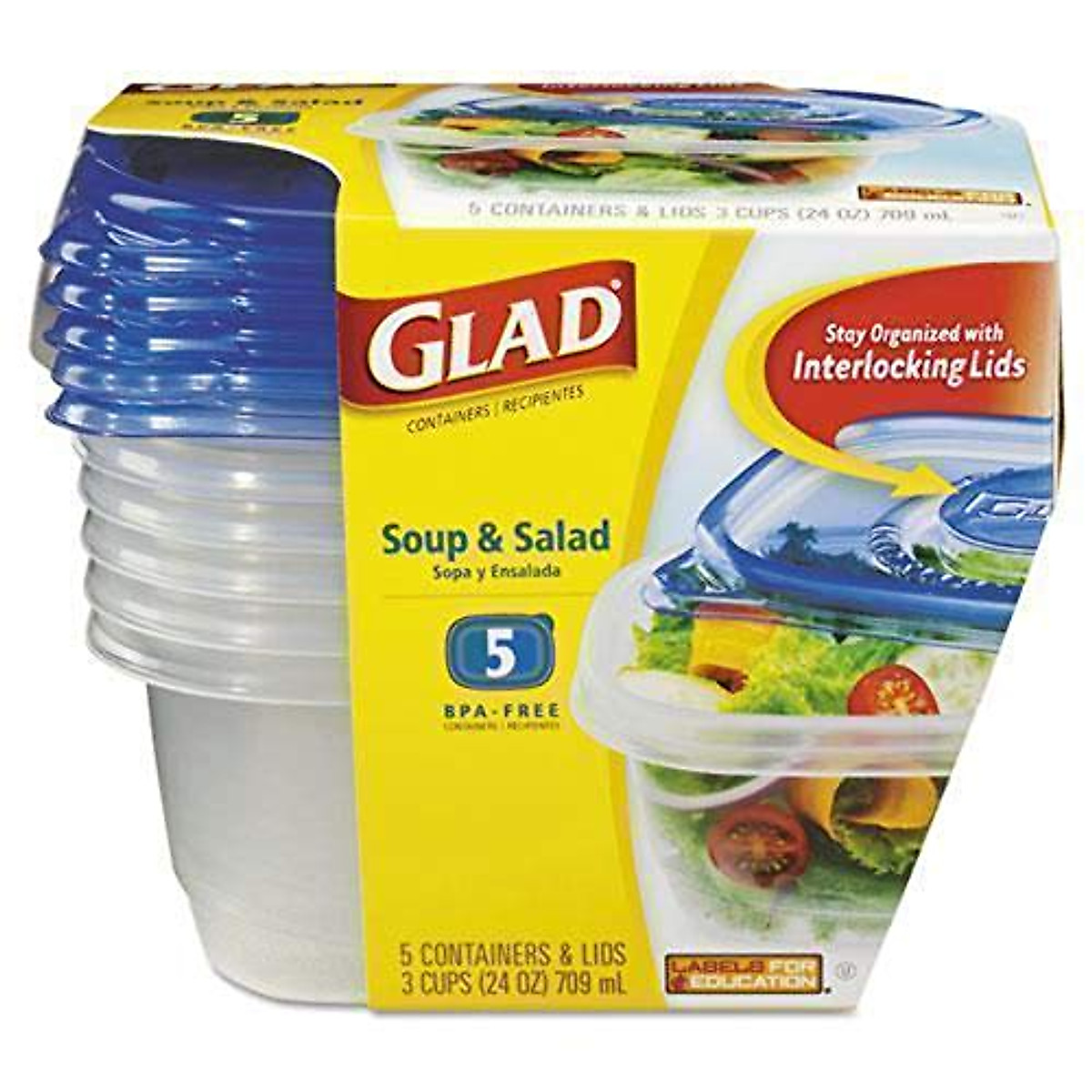 Glad - Gladware Soup And Salad Food Storage Containers 24 Oz. s/Ctn 'Product Category: Breakroom And Janitorial/Food Service Supplies'