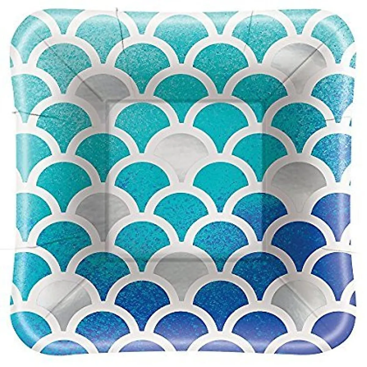 Unique Scallop Square Appetizer Paper Plates, 5", Ocean Blue