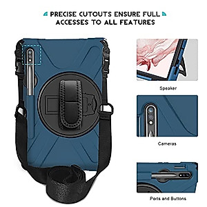 ProCase Galaxy Tab S8 2022 / Tab S7 2020 11 Inch Case (SM-X700/706/T870/T875) with S Pen Holder, Rugged Heavy Duty Shockproof Rotating Kickstand Protective Cover for Galaxy Tab S8 S7 11" -Moroccoblue