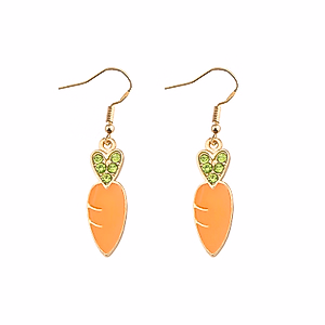 Carrot Dangle Earrings Cute Carrot Earrings Carrot Lover Jewelry Vegetable Drop Earrings Food Earrings (Carrot Earrings)