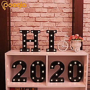 Decorative LED Illuminated Letter Marquee Sign - Alphabet Marquee Letters with Lights For Wedding Birthday Party Christmas Night Light Lamp Home Bar Decoration K, Black
