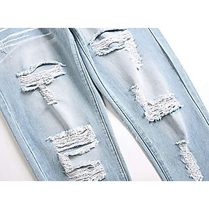 Liuhond Men's Ripped Distressed Destroyed Straight Fit Washed Denim Jeans Pants(3330Blue, 34)