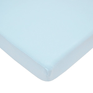 American Baby Company 100% Natural Supreme Cotton Jersey Knit Fitted Portable/Mini-Crib Sheet, Blue, Soft Breathable, for Boys and Girls