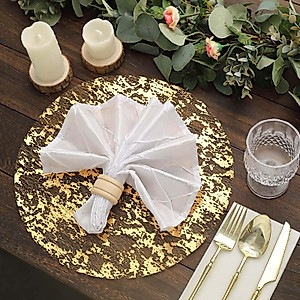 Efavormart 10 Pack | 13" Metallic Gold Luminous Mesh Foil Table Placemats, Round Shiny Polyester Dining Mats