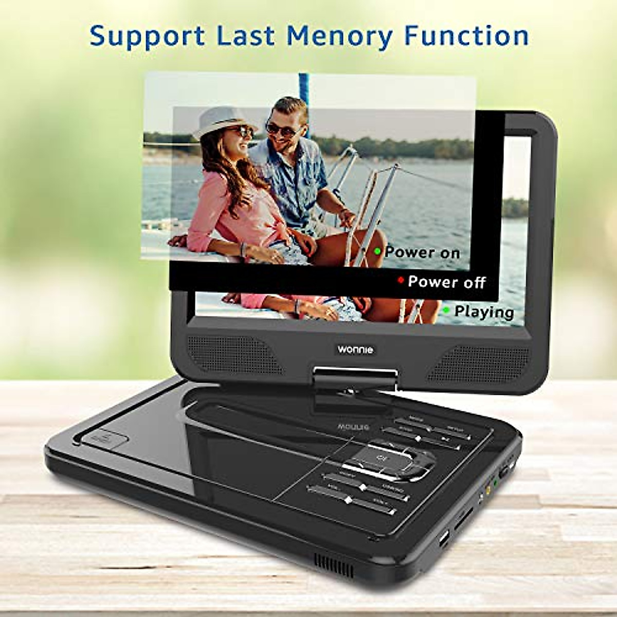 WONNIE 12.5 Inch Portable DVD Player for Car, with Rechargeable Battery, 10.5" Swivel Screen, SD Card Slot and USB Port, Gift for Kid and Senior Citizens(Black)