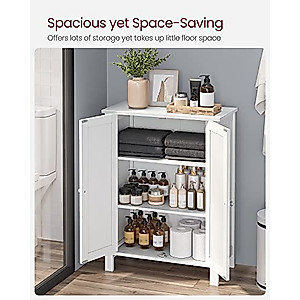 VASAGLE Bathroom Floor Storage Cabinet, Bathroom Storage Unit with 2 Adjustable Shelves, Bathroom Cabinet Freestanding, 11.8 x 23.6 x 31.5 Inches, White UBCB60W