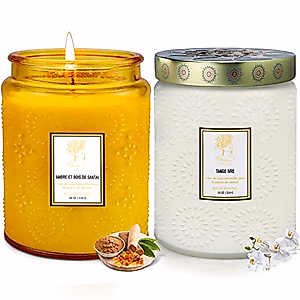 Candles, Amber Candles Relief Scented Candle, 2 Pack 36oz Large Glass Jar Candles for Home Scented, 280 Hours Long Lasting Aromatherapy Soy Candle, Gifts for Women Mother and Friend