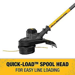 DEWALT FLEXVOLT 60V MAX* String Trimmer, Two Speed, 15-Inch, 3-Ah Battery & Extra Trimmer Line, 225-foot by 0.080-Inch (DCST970X1 & DWO1DT802) Yellow