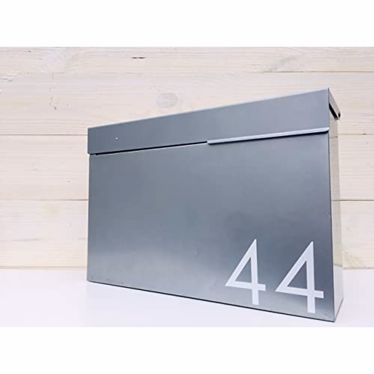 Mailbox, Black Rectangle Locking Mailbox for Wall Mounted, House Address Mailbox with Newspaper Slot, Waterproof and Rustproof, Locking Mailbox, (Silver Mailbox (White Number Pack Included), Silver)