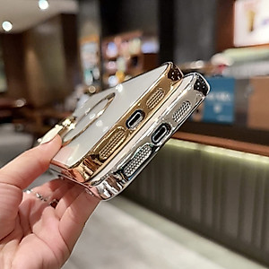 Uioeua Compatible with iPhone 13 Pro Max Magnetic Clear Case,Luxury Plating Bling Transparent Shockproof MagSafe Case with Full Camera Lens Protector for iPhone 13 Pro Max Women Girl Men-Green