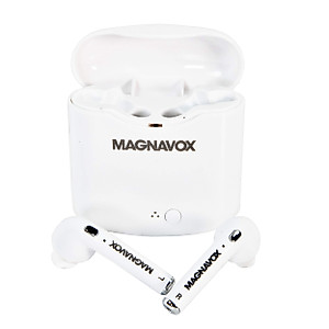 Magnavox MBH570 Bluetooth Mini Wireless Ear Buds with Charging Case in White