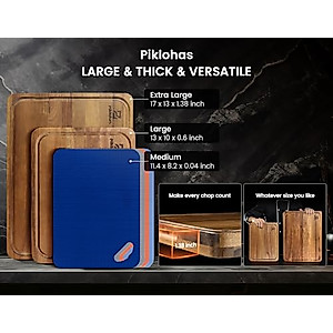 Acacia Wood Cutting Boards Large Set of 7, Charcuterie Chopping Board for Kitchen with Holder, Plastic Serving Board Mats, Juice Groove, Reversible Butcher Block for Meat Cheese Bread