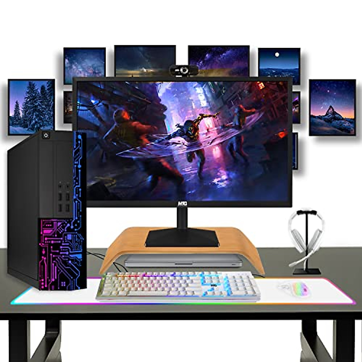 TechMagnet Computer Desktop PC, Intel Core i5, Siwa 8, 16GB RAM, 128GB SSD Boot + 1TB HDD, 27 Inch Monitor, Gaming Kit with Webcam, WiFi, Win 11 Home (Renewed)